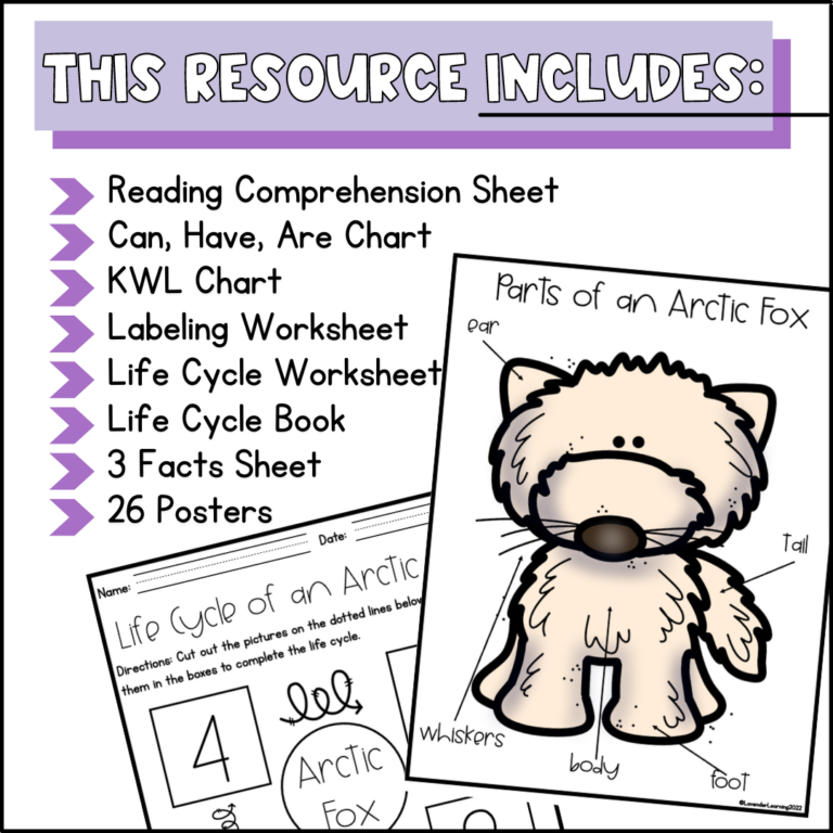 Life Cycle of an Arctic Fox Activities, Worksheets, Book - Arctic Fox ...
