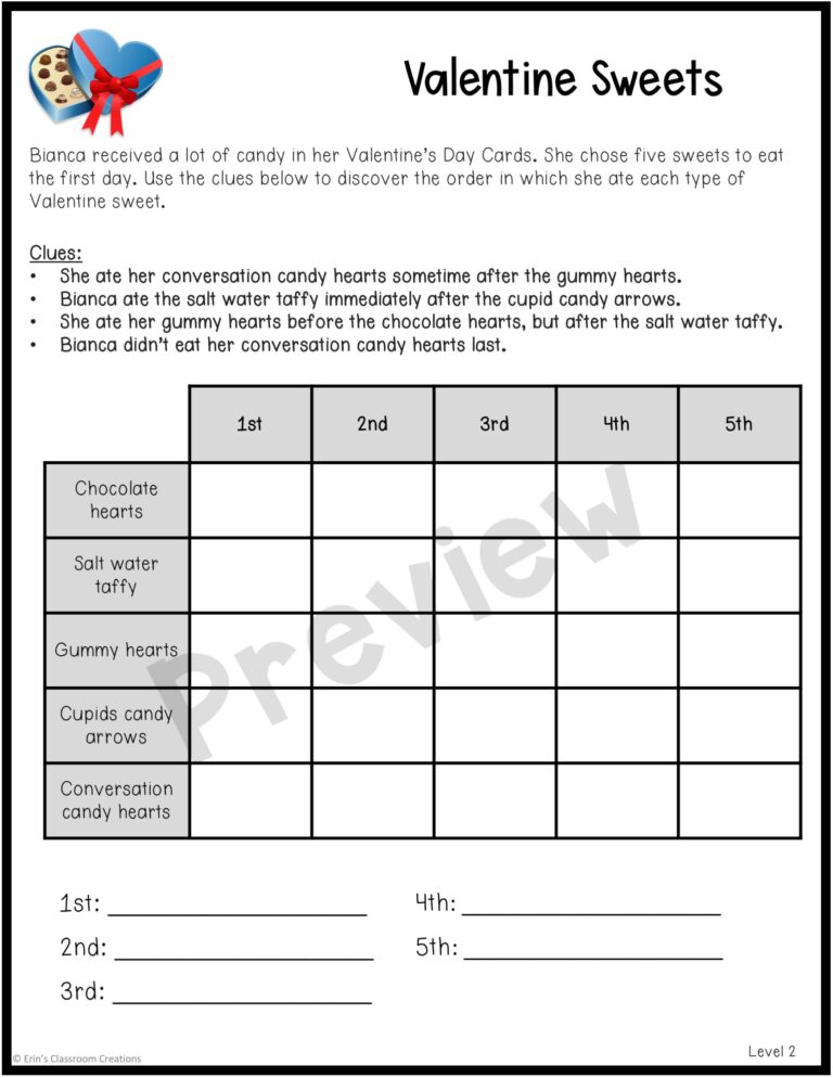 Valentines Day Logic Puzzles | Made By Teachers