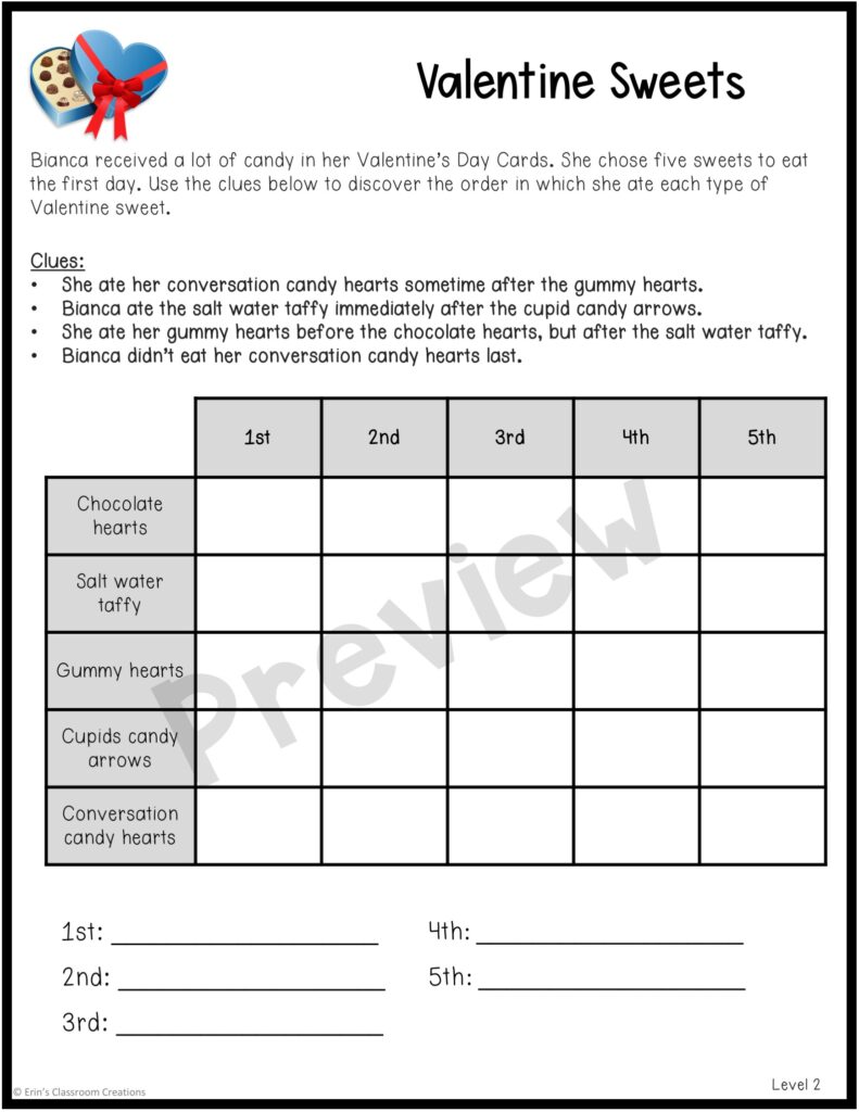 Valentines Day Logic Puzzles | Made By Teachers