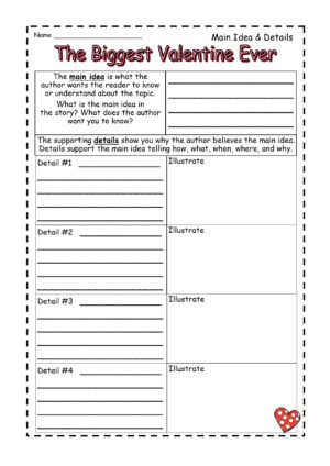 The Biggest Valentine Ever Story Elements Main Idea Retell Summarize ...