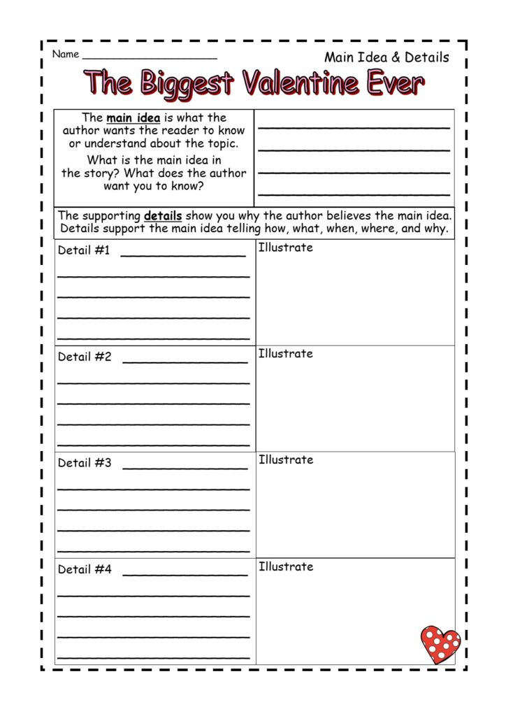 The Biggest Valentine Ever Story Elements Main Idea Retell Summarize ...
