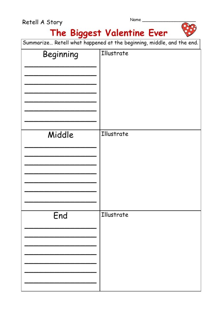 The Biggest Valentine Ever Story Elements Main Idea Retell Summarize ...