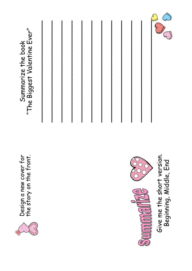 The Biggest Valentine Ever Story Elements Main Idea Retell Summarize ...