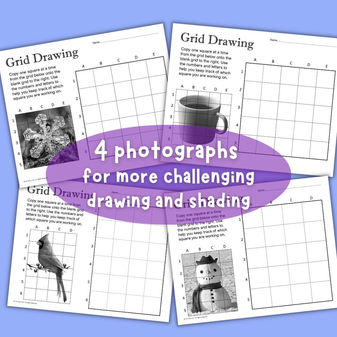Winter Grid Drawing Worksheets - Grid Method Art Activities | Made By ...