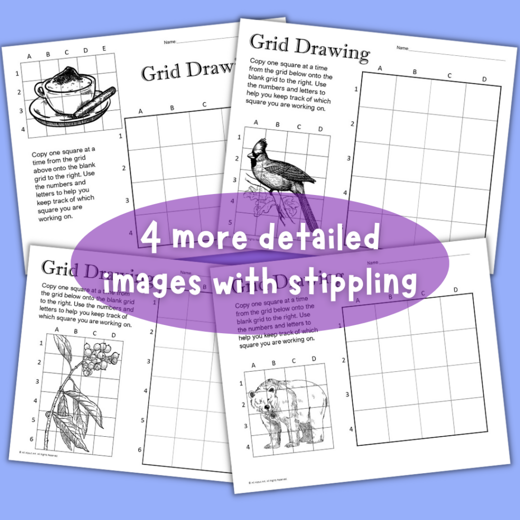 Winter Grid Drawing Worksheets - Grid Method Art Activities | Made By ...