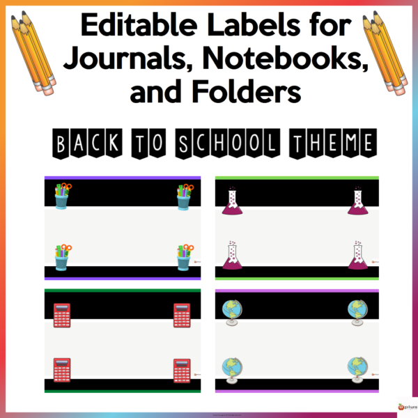 Editable Labels for Journals, Notebooks, and Folders Back To School ...