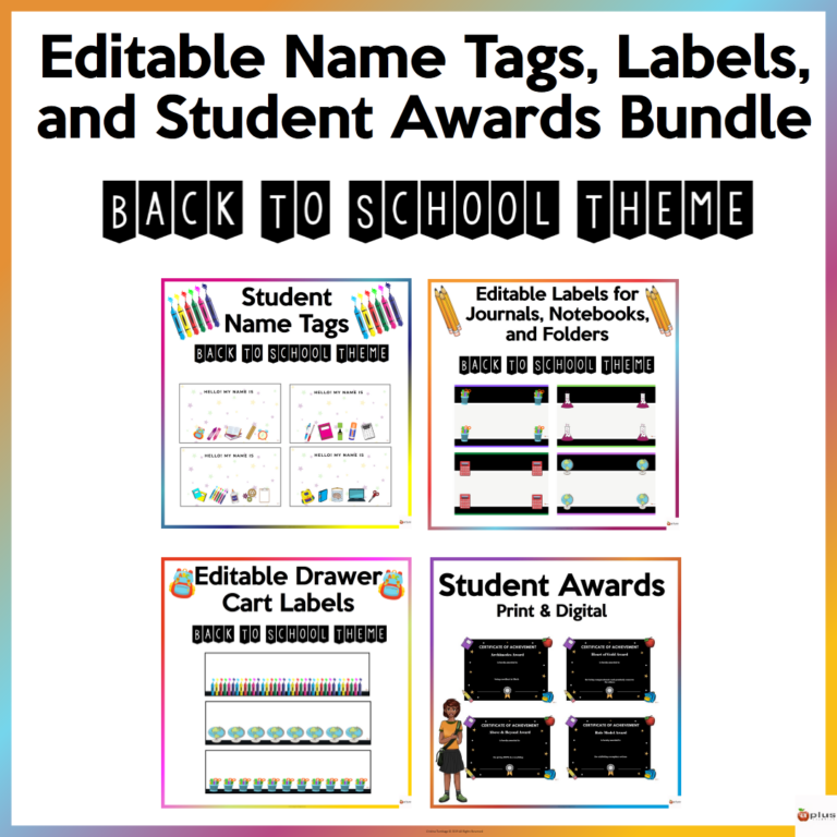 Editable Name Tags, Labels, and Student Awards Back To School Theme ...