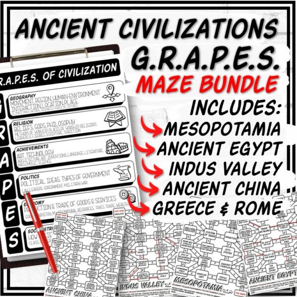 Ancient Civilizations Maze Activity Bundle & Reference Sheet | Made By ...