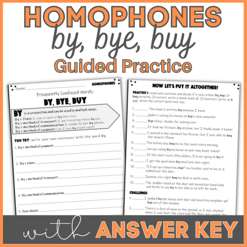 By, Bye, Buy | Homophones Guided Practice | Made By Teachers