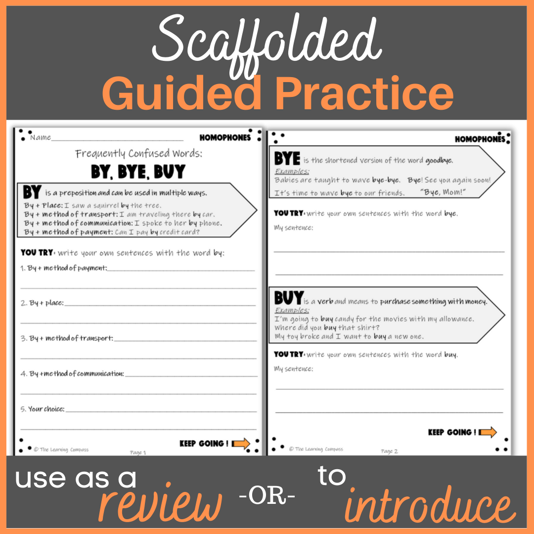 By, Bye, Buy | Homophones Guided Practice | Made By Teachers