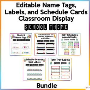 Editable Name Tags, Labels, and Agenda Display Reminders School Theme ...
