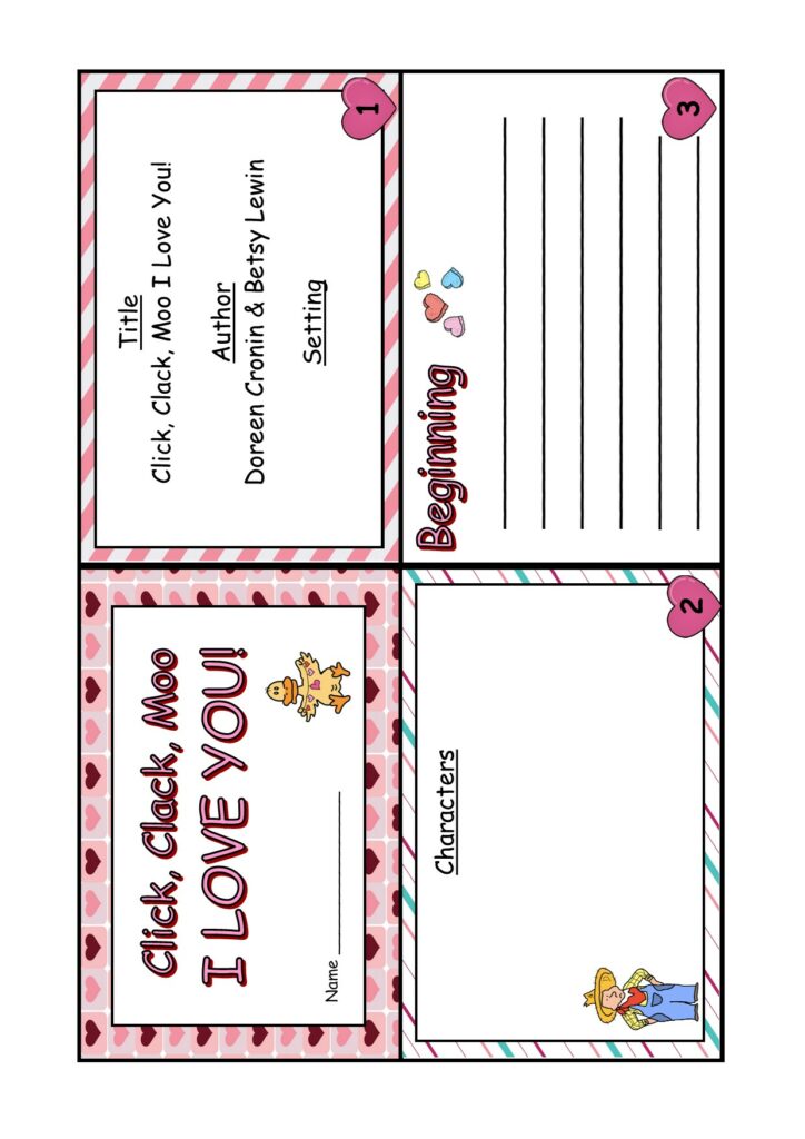 Click, Clack, Moo I Love You! Retell Main Idea Sequence Summarize ...