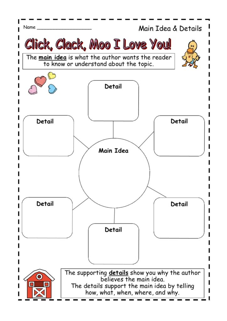 Click, Clack, Moo I Love You! Retell Main Idea Sequence Summarize ...