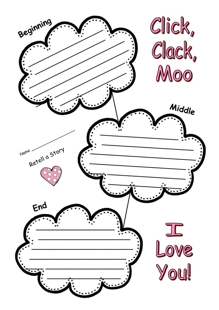 Click, Clack, Moo I Love You! Retell Main Idea Sequence Summarize ...