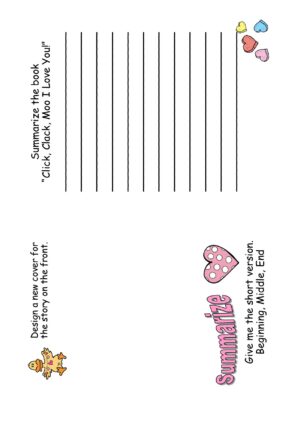 Click, Clack, Moo I Love You! Retell Main Idea Sequence Summarize ...