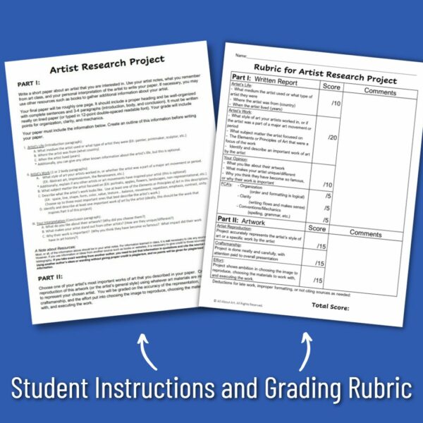 Famous Artist Research Project - Research Paper and Artwork Assignment ...