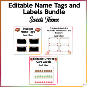Editable Name Tags and Labels Sweets Theme Bundle | Made By Teachers