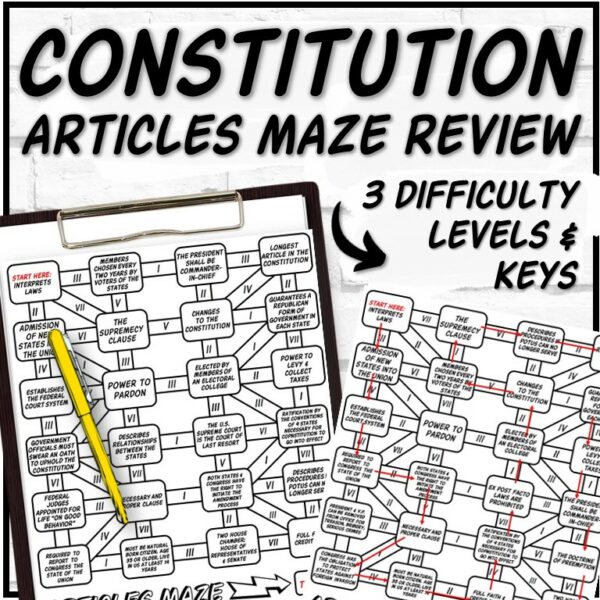 Constitution (Articles 1-7) Maze Review Activity | Made By Teachers