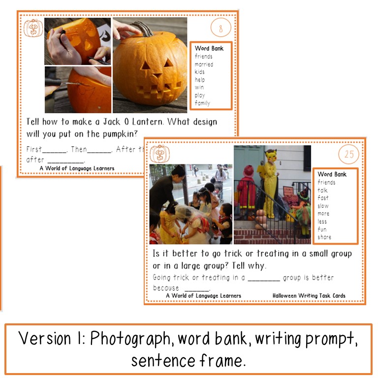 Halloween Writing Task Cards Print and Digital | Made By Teachers