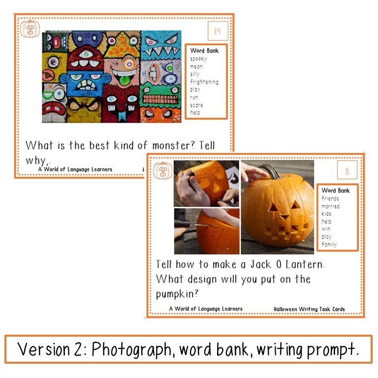 Halloween Writing Task Cards Print and Digital | Made By Teachers