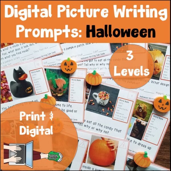 Halloween Writing Task Cards Print and Digital | Made By Teachers