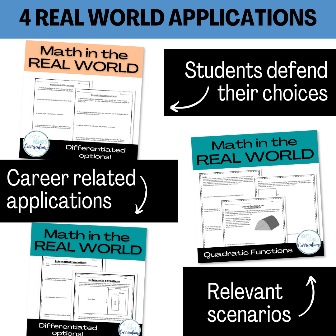 Quadratic Functions Real World Problems Bundle | Made By Teachers