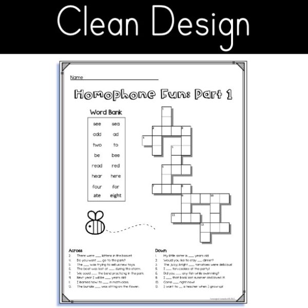 Homophone Crossword Puzzles | Homophone Practice Worksheets | Made By ...