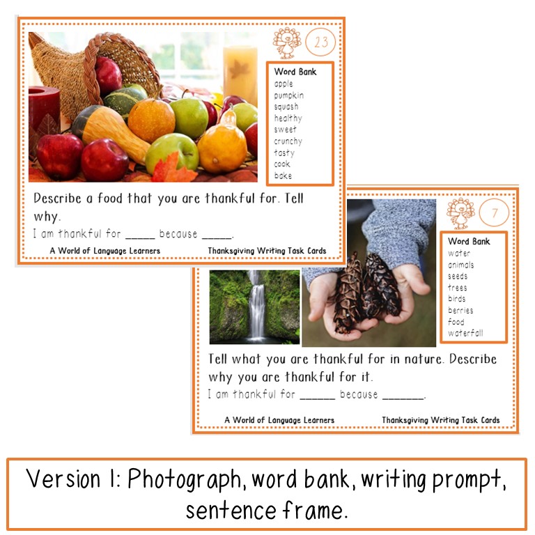 Thanksgiving Writing Task Cards Print and Digital | Made By Teachers