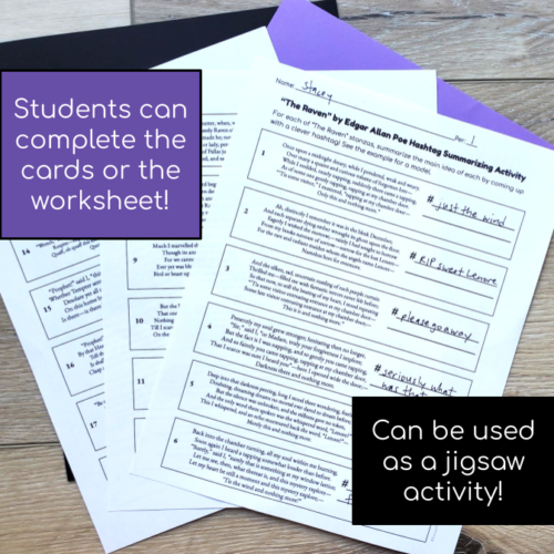 The Raven Hashtag Activity + Bulletin Board Kit: Great for summarizing ...