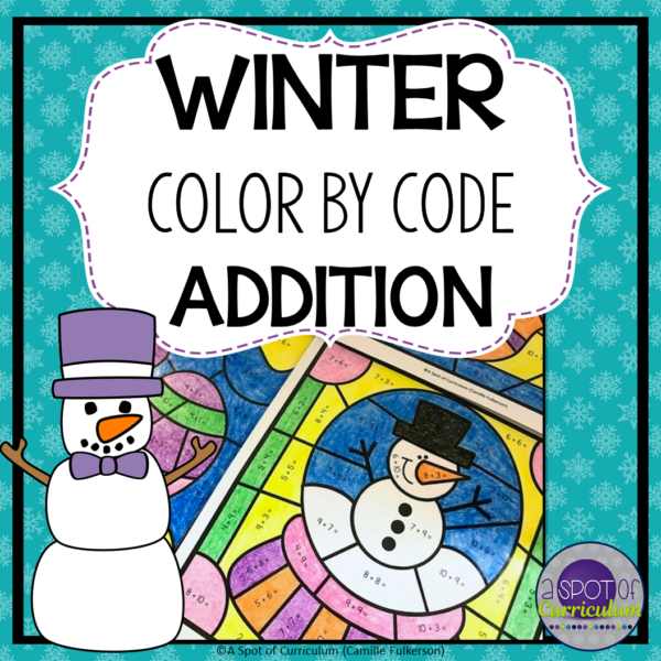 Winter Color by Number - Addition Coloring Pages | Made By Teachers