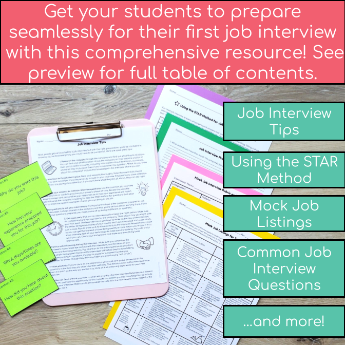 Mock Job Interview Resources: Get them ready for their first job ...