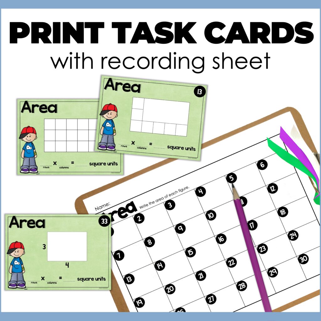 Multiplying Sides to Find Area Task Cards & Boom Cards | Made By Teachers