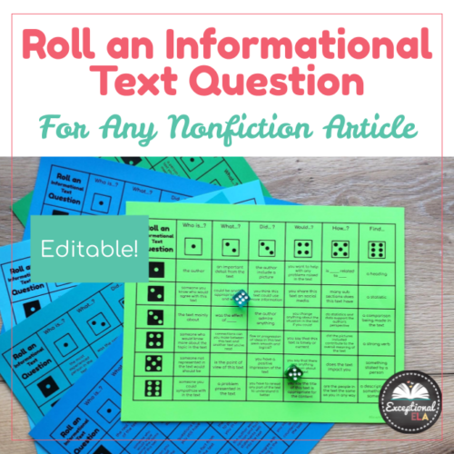Roll an Informational Text Question: Use with any nonfiction article ...