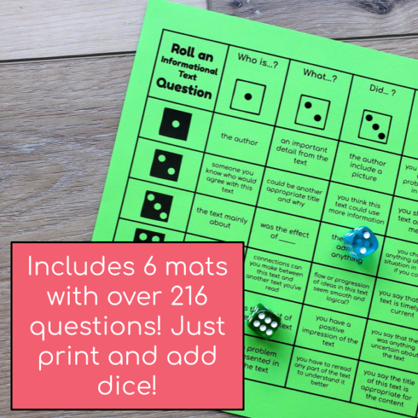 Roll an Informational Text Question: Use with any nonfiction article ...