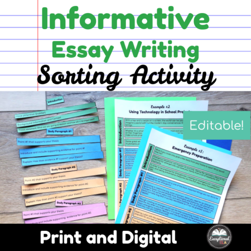 Informative Essay Writing Sorting Activity - Print and Digital ...