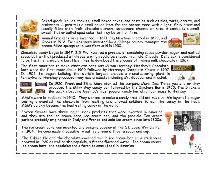February is National Snack Food Month Reading Comprehension Passage ...