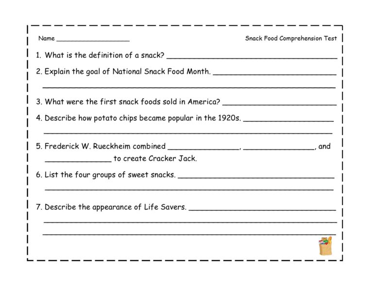February is National Snack Food Month Reading Comprehension Passage ...