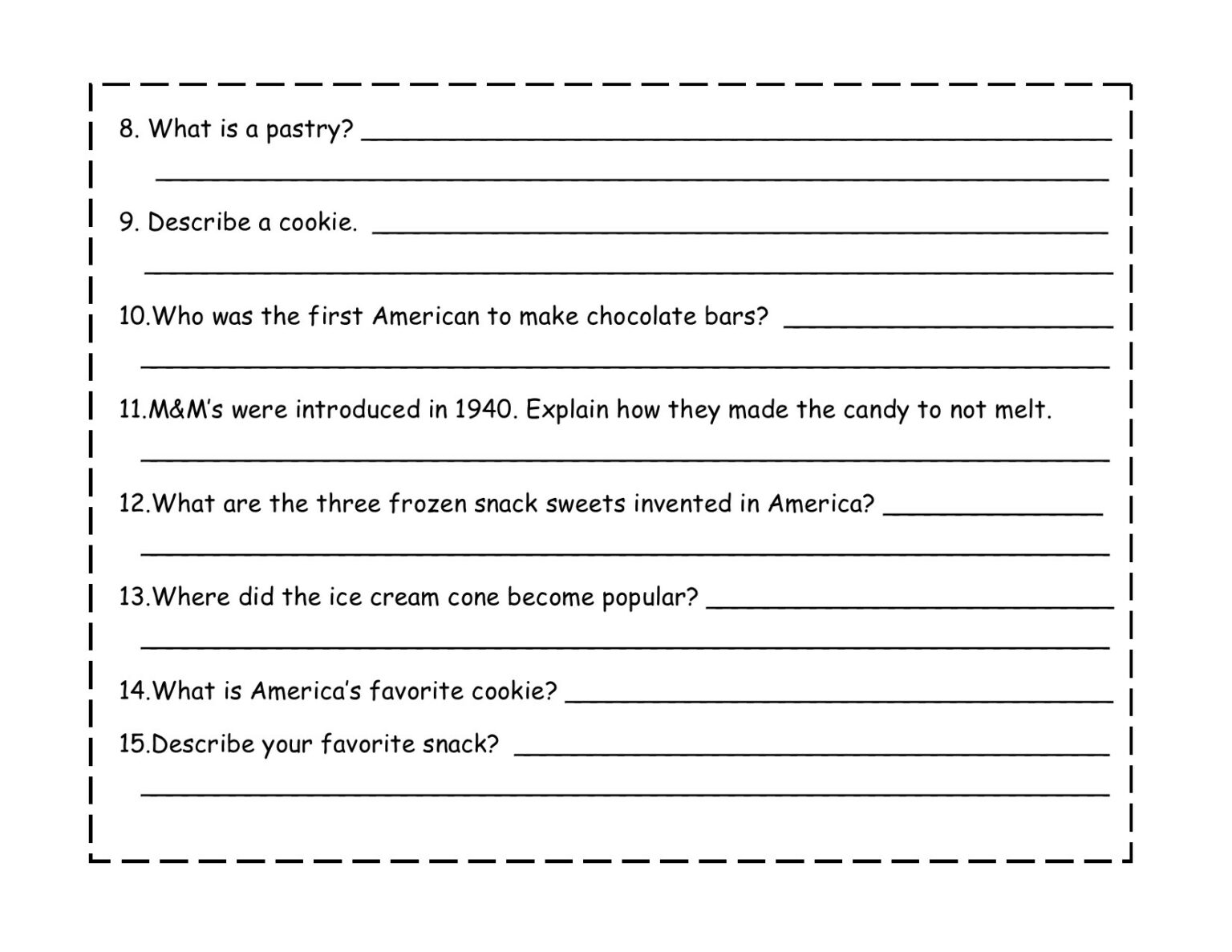February is National Snack Food Month Reading Comprehension Passage ...
