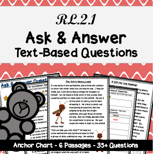 RL.2.1 - Ask and Answer Text-Based Questions in Fiction Text | Made By ...