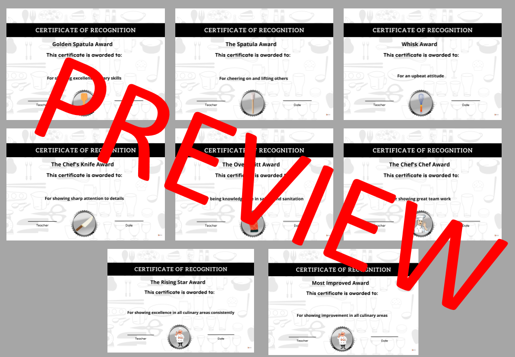 Editable Student Culinary Awards | Made By Teachers