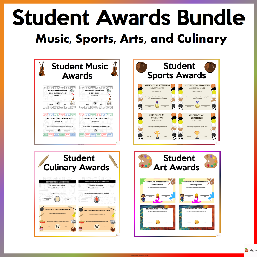 Editable Student Art, Culinary, Music, and Sports Awards Mega Bundle ...
