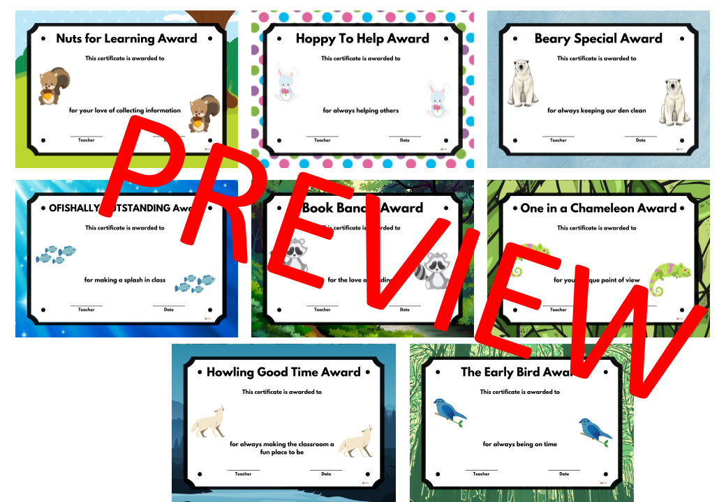Editable Student Awards Animal Theme | Made By Teachers