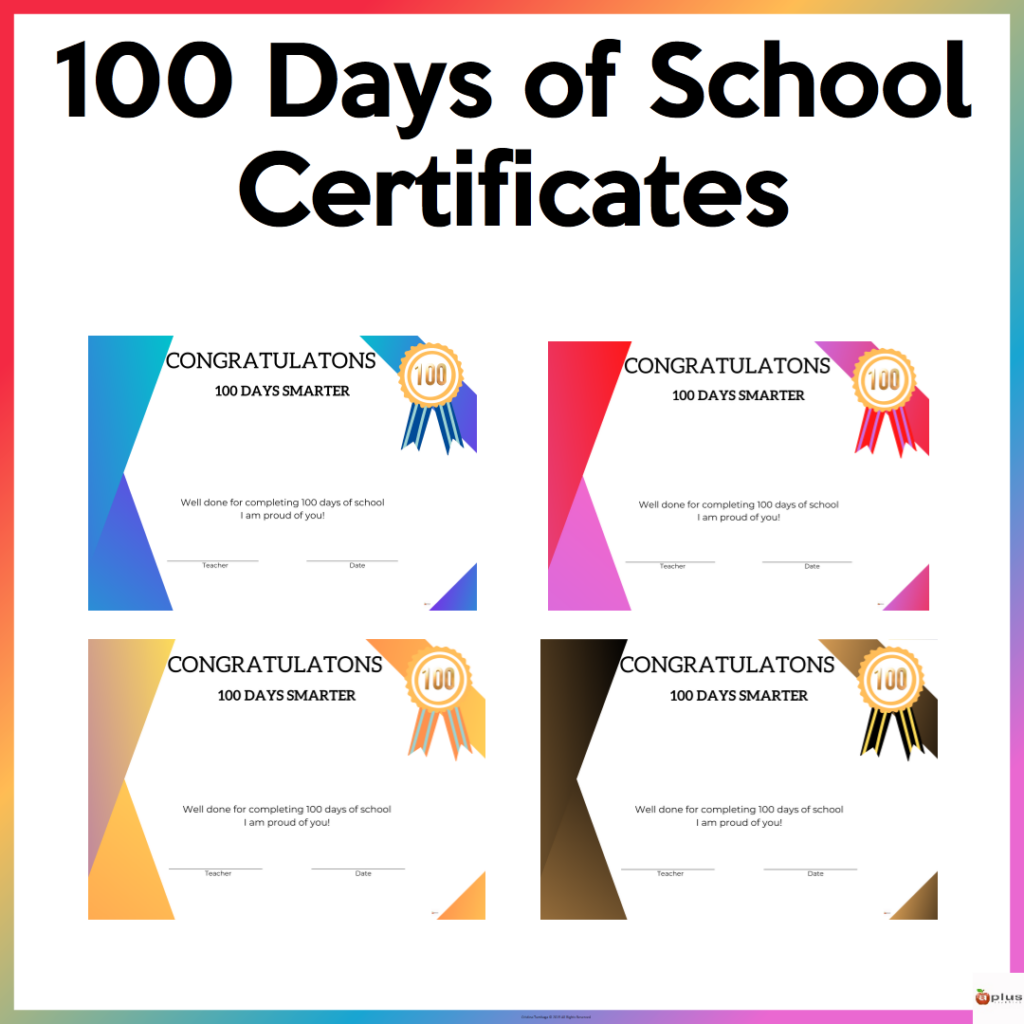 100th Day of School Awards For Teens | Made By Teachers