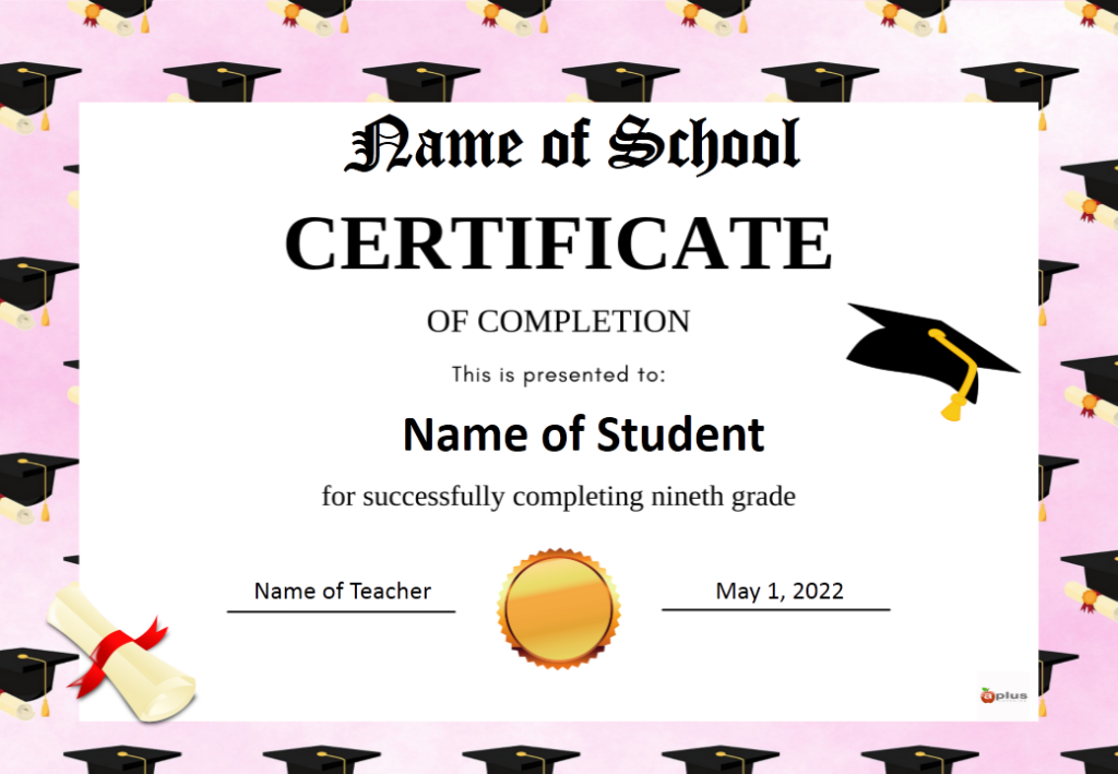 Editable Student Awards Certificate of Completion For High School ...