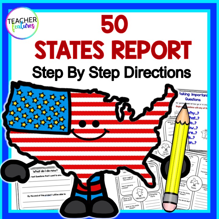 50 STATES REPORT Research Writing Project & Graphic Organizers | Made ...