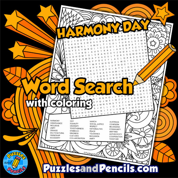 Harmony Day Word Search Puzzle | Holidays Around the Wordsearch | Made ...