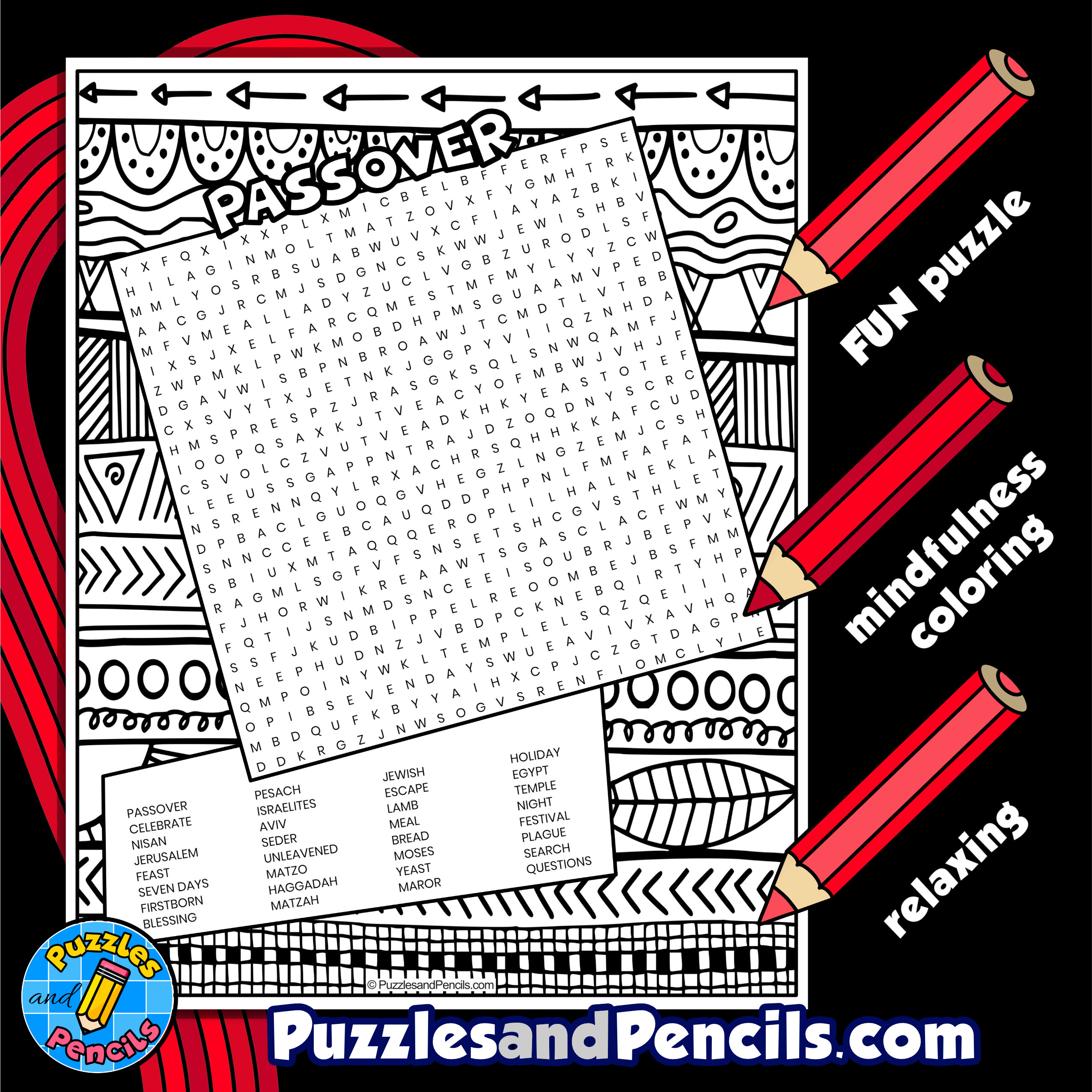 Passover Word Search Puzzle | Holidays Around the Wordsearch | Made By ...