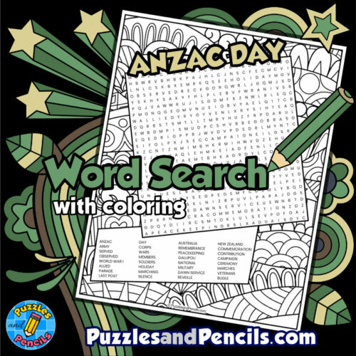 ANZAC Day Word Search Puzzle | Holidays Around the Wordsearch | Made By ...
