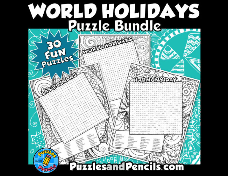Holidays Around the World Word Search Puzzle MEGA BUNDLE | 30 ...