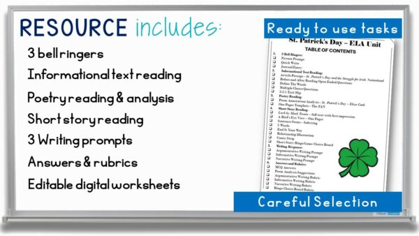 St. Patrick's Day Unit - Paired Reading Texts, Activities, Writing ...
